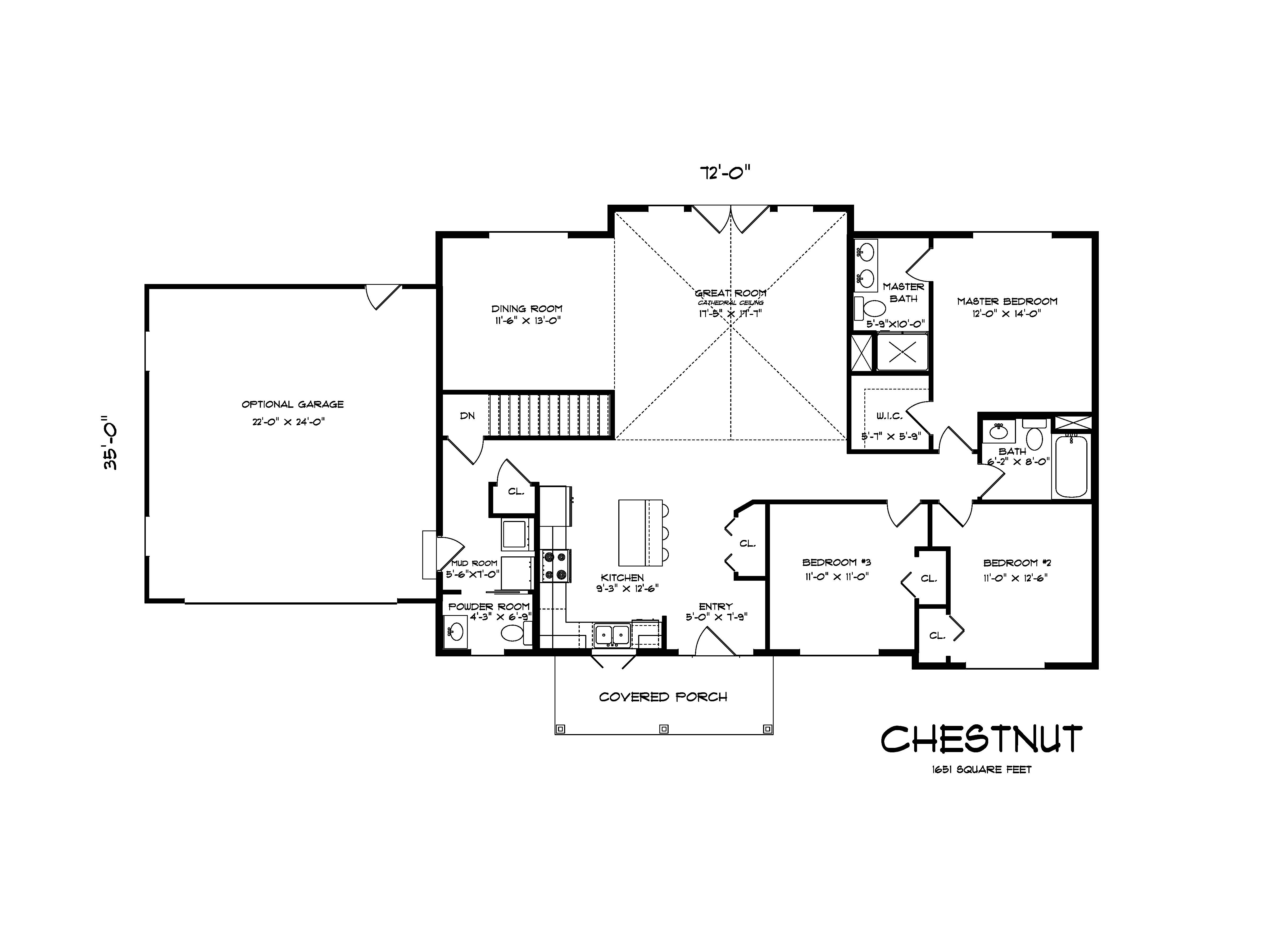 Chestnut Ranch - 3 Bedroom Floor Plan