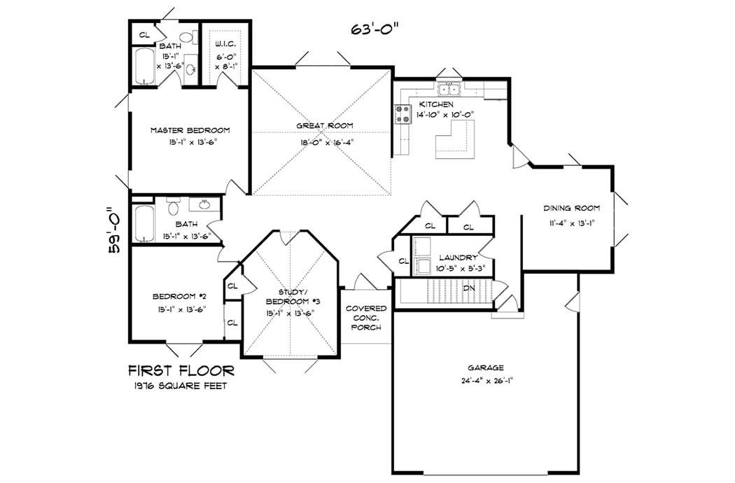 Baron Estates Ranch - 3 Bedroom Floor Plan