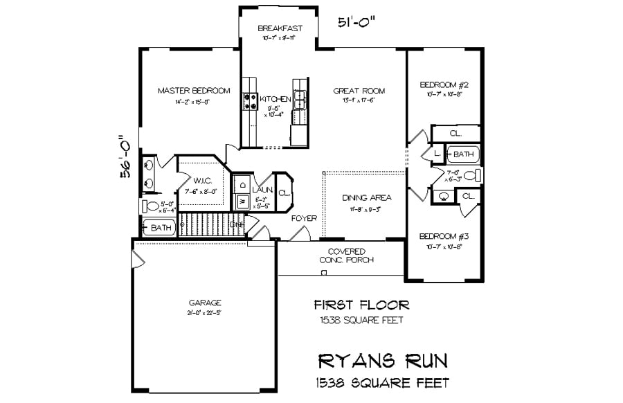 Ryan's Run ranch floor plan